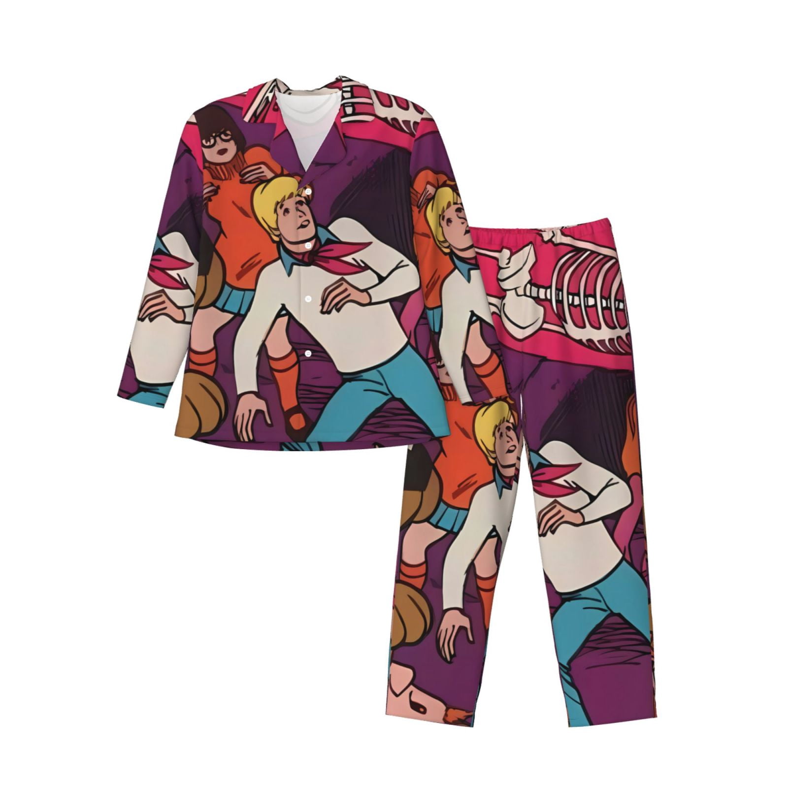 Gokiu Scooby-Doo Mens Pajama Sets Long Sleeve Loungewear Button Down ...