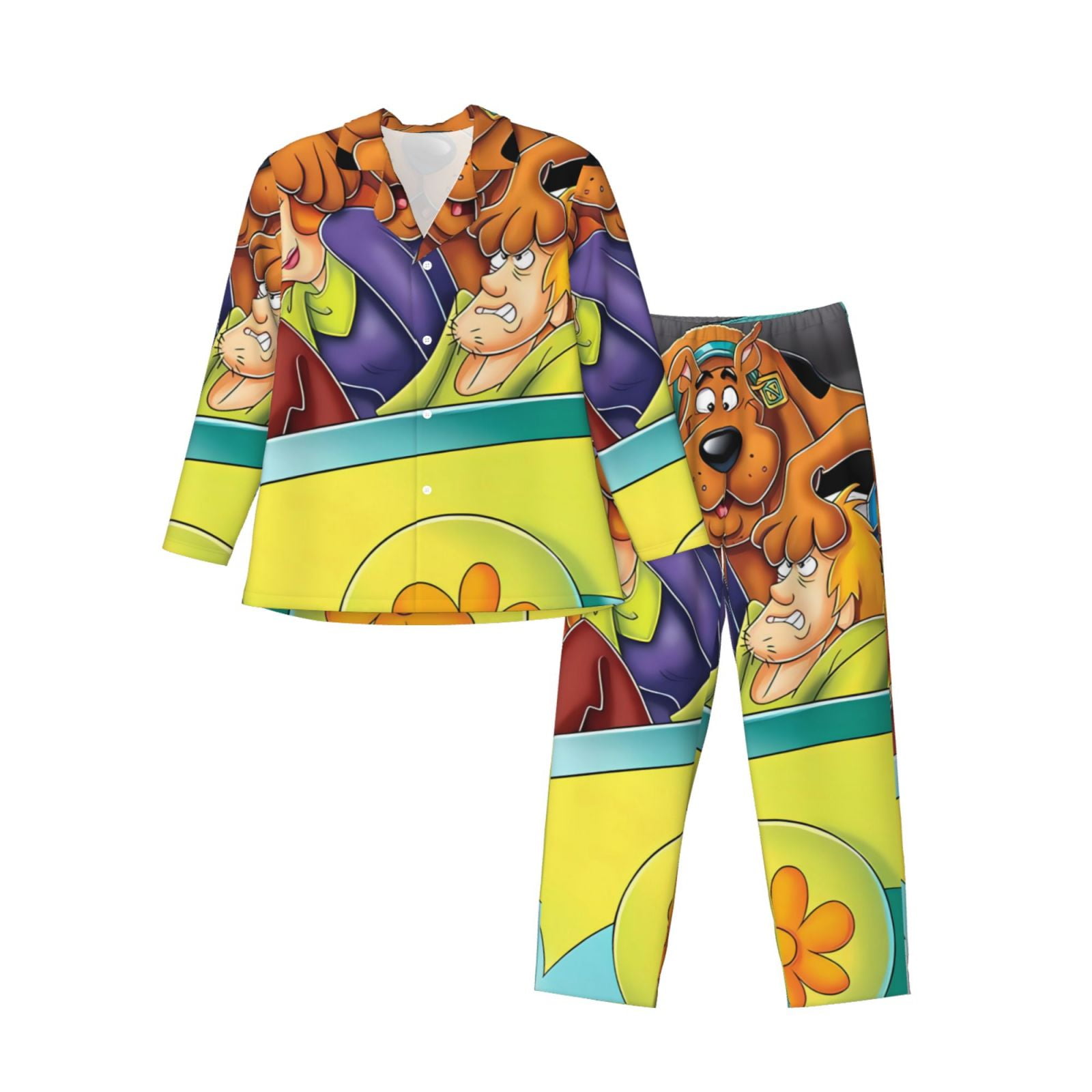Gokiu Scooby-Doo Mens Pajama Sets Long Sleeve Loungewear Button Down ...
