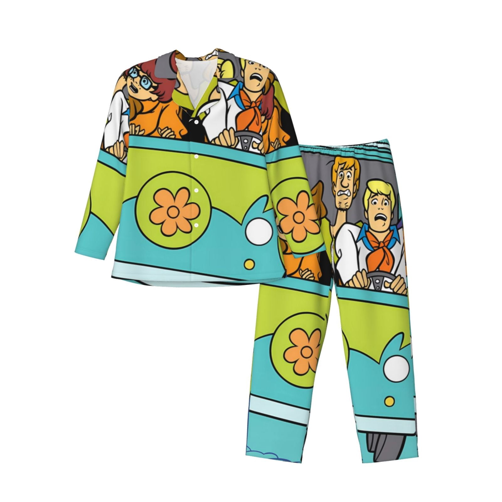 Gokiu Scooby-Doo Mens Pajama Sets Long Sleeve Loungewear Button Down ...