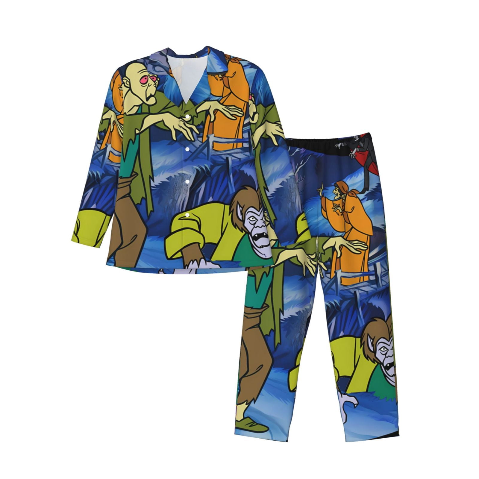 Gokiu Scooby-Doo Mens Pajama Sets Long Sleeve Loungewear Button Down ...