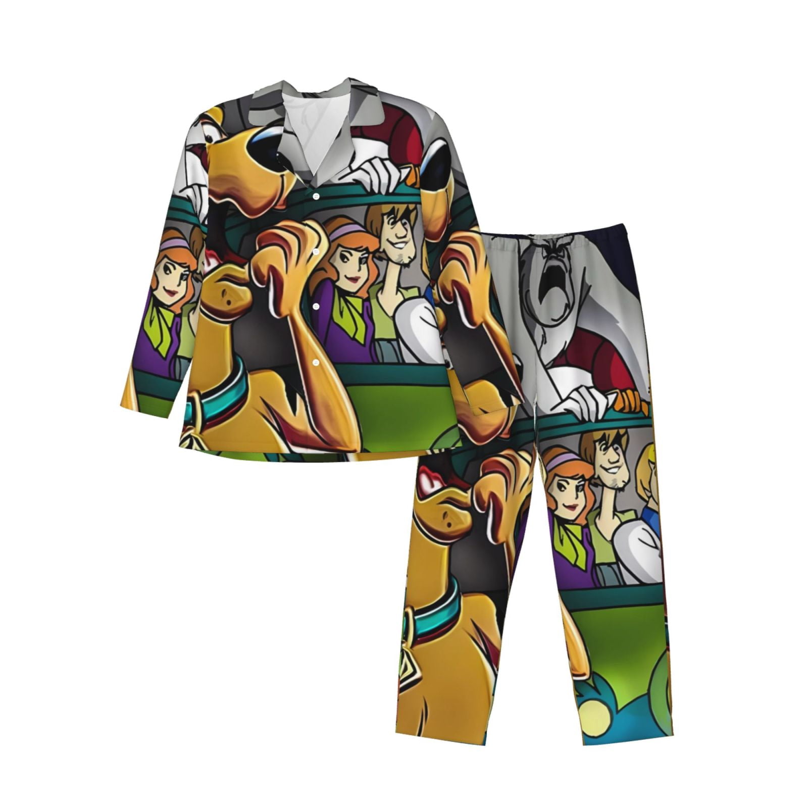 Gokiu Scooby-Doo Mens Pajama Sets Long Sleeve Loungewear Button Down ...