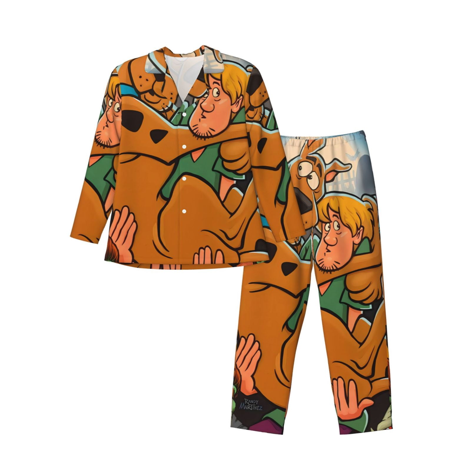 Gokiu Scooby-Doo Mens Pajama Sets Long Sleeve Loungewear Button Down ...