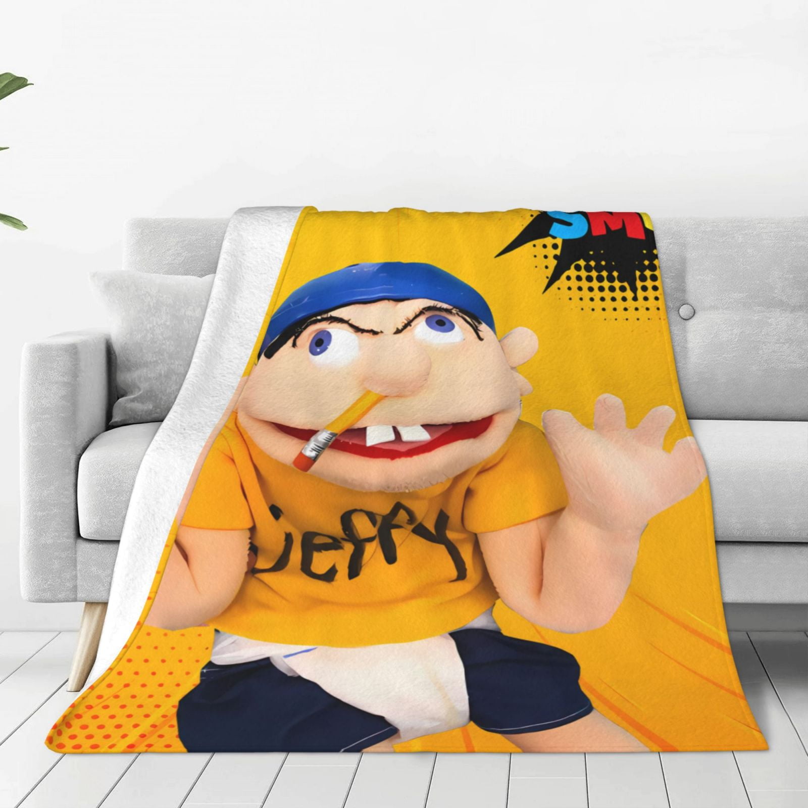 Gokiu Sml Jeffy for Flannel Blanket Super Soft Cozy Throw Blanket 80"x60" All Season Luxury Bed ...