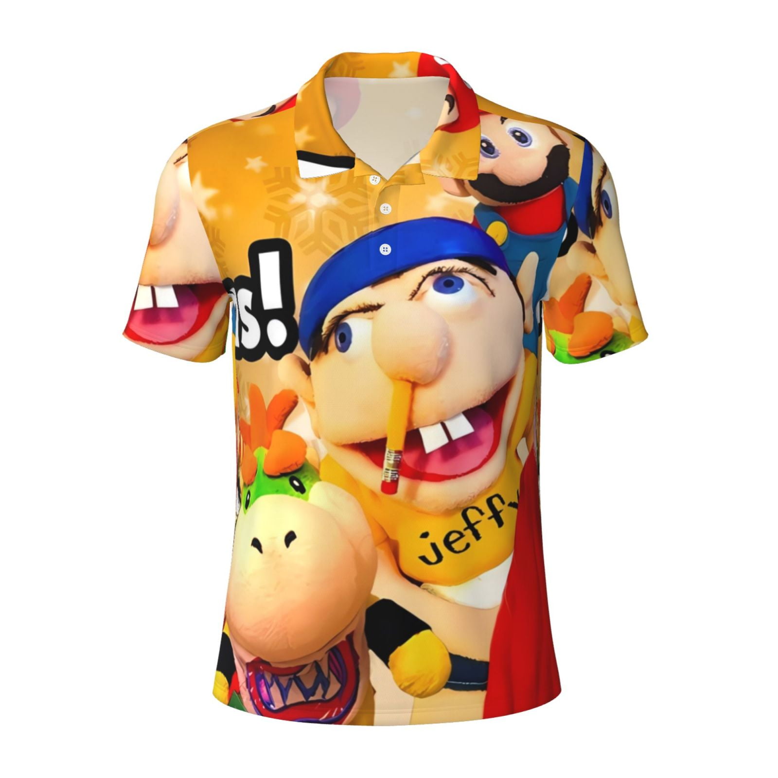Gokiu Sml Jeffy Men's Polo Shirts Short Sleeve Classic Button Golf ...