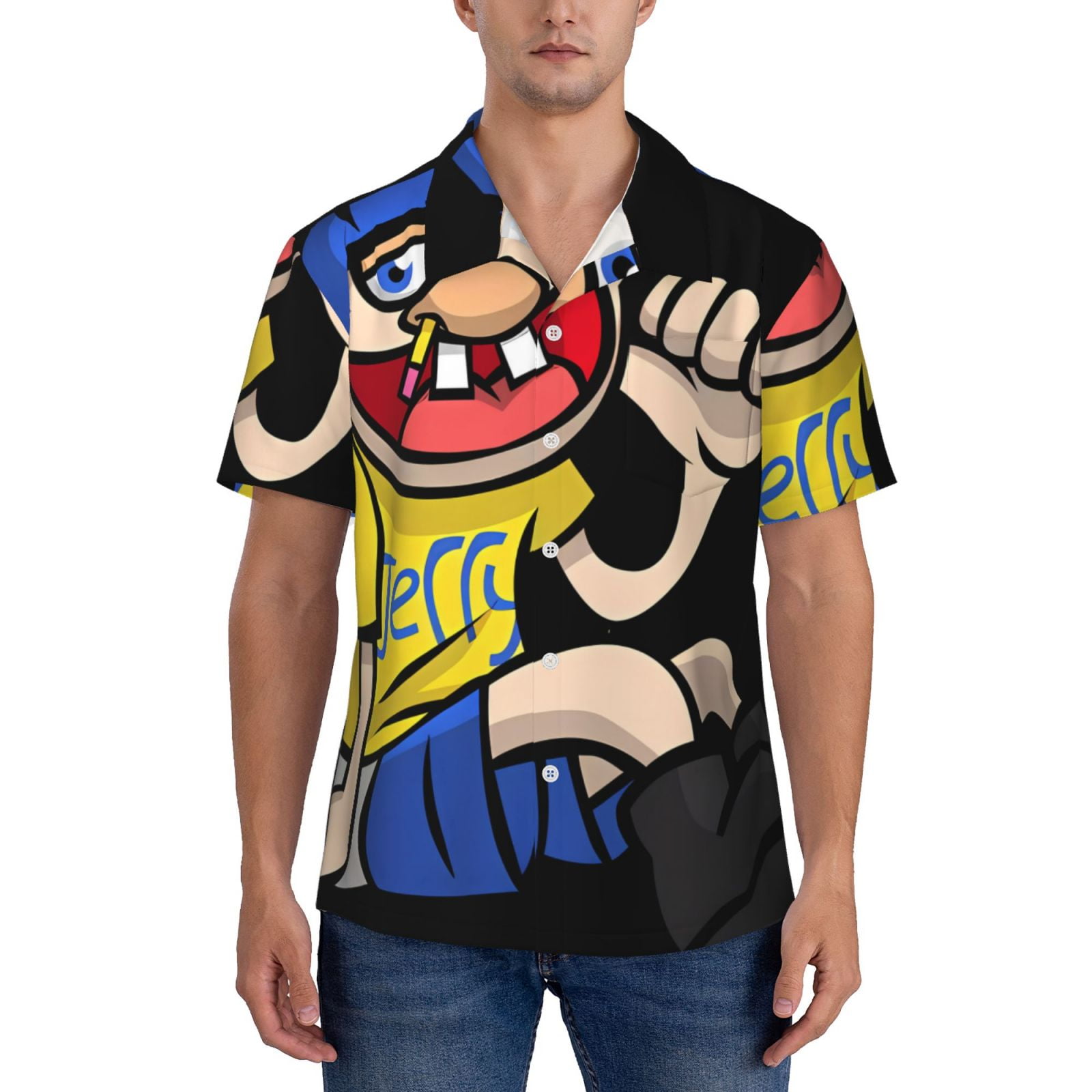 Gokiu Sml Jeffy for Hawaiian Shirt for Men Casual Button Down Beach ...