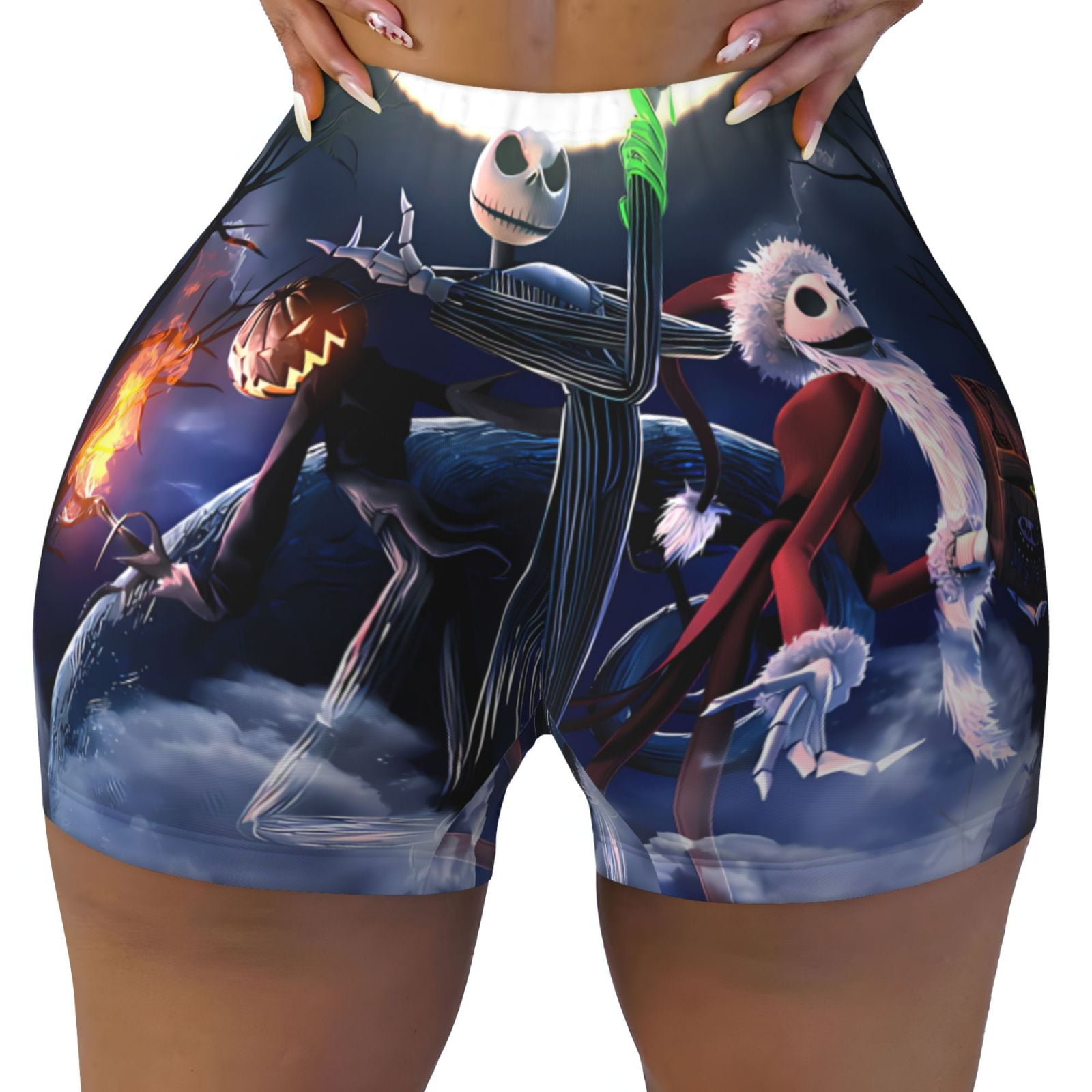 Gokiu The Nightmare Before Christmas Workout Shorts for Women Yoga ...