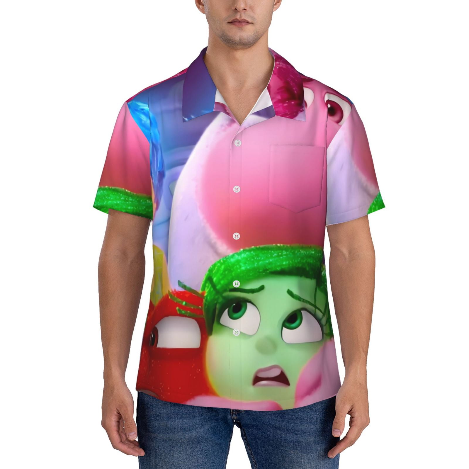 Gokiu Inside Out 2 For Hawaiian Shirt For Men Casual Button Down Beach Shirt With Pocket