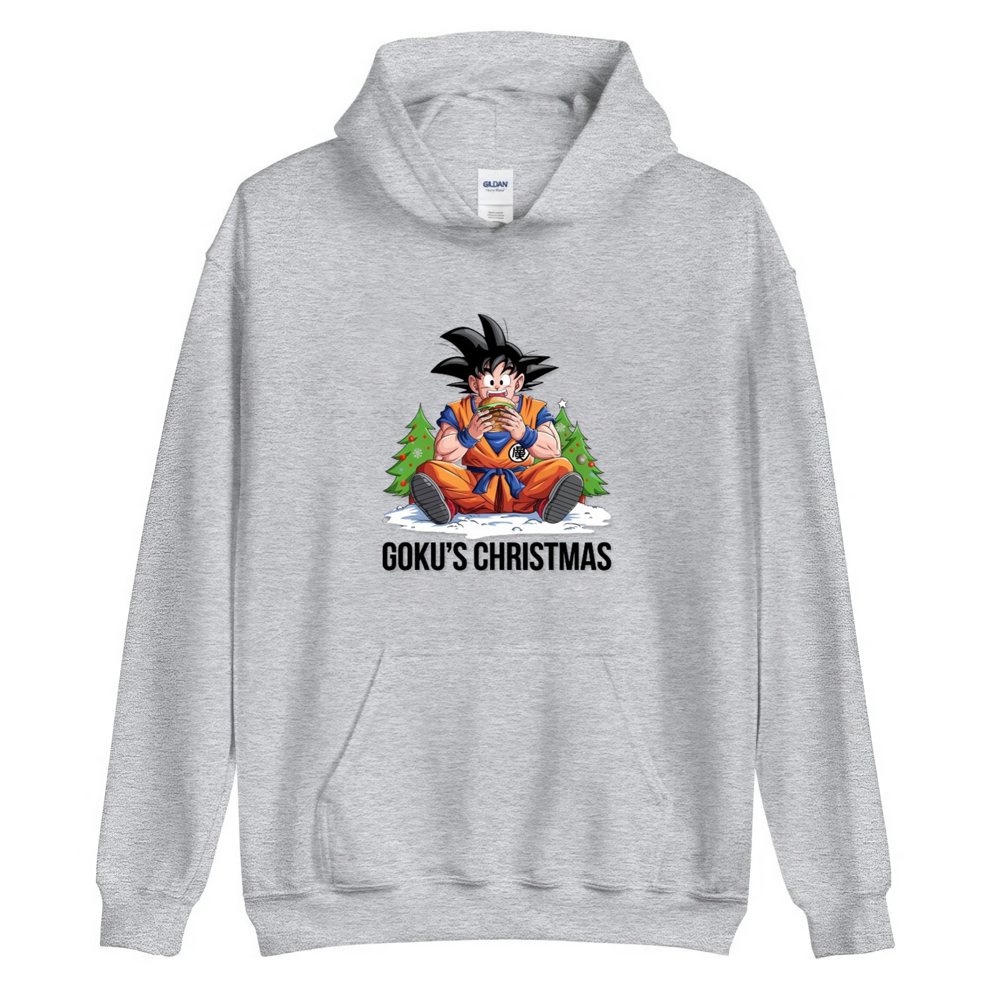 Goku eating In-N-Out Burger on a Christmas background Hoodie-New ...