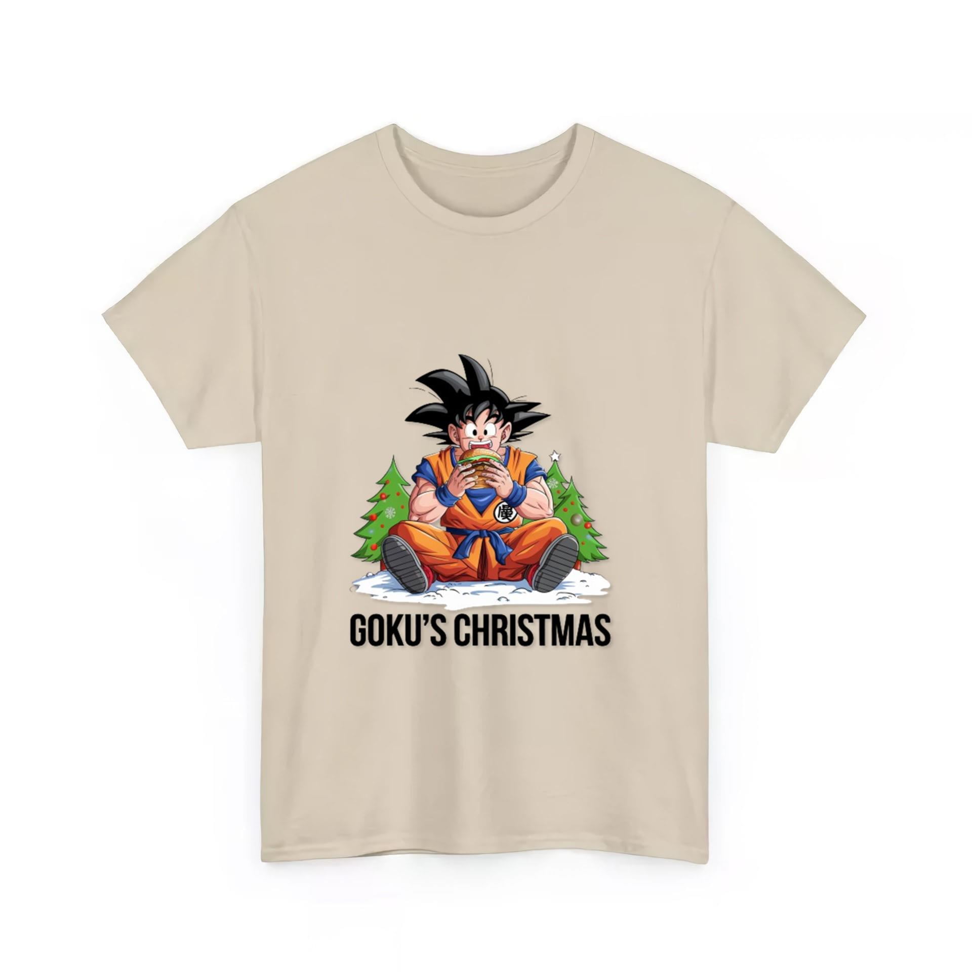 Goku eating In-N-Out Burger on a Christmas background T-shirt- New ...