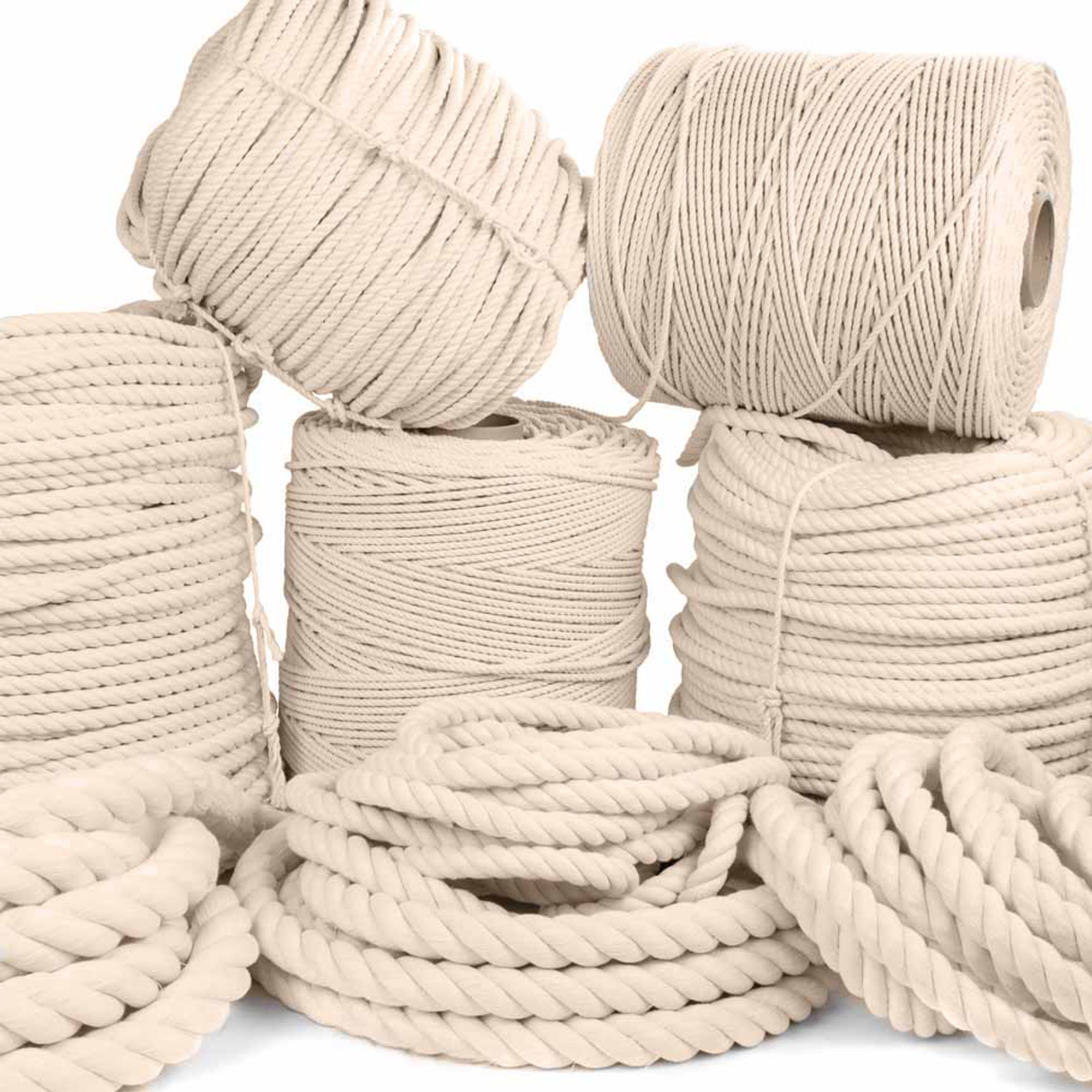 Golberg 100% Natural Cotton Rope - 5/32, 3/16, 7/32, 1/4, 5/16, 3/8, 1/ ...