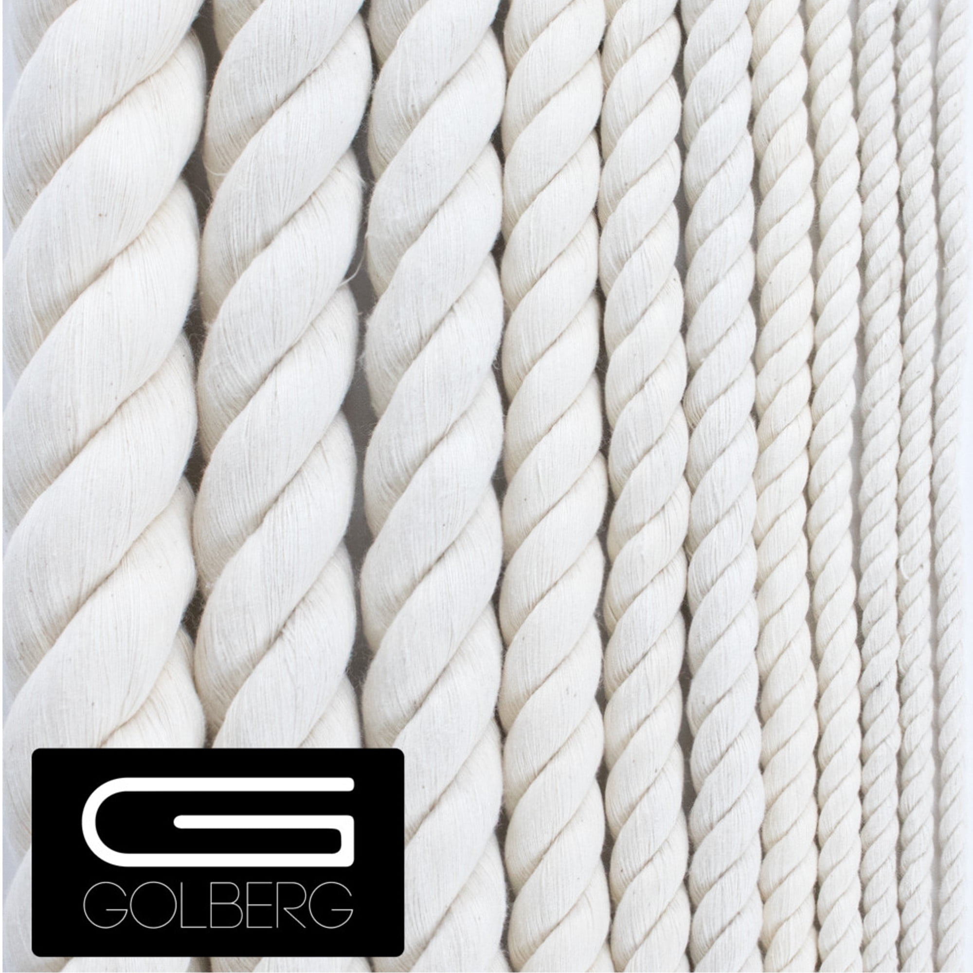 Golberg White Natural Cotton Rope - 3/8 Inch Diameter Twisted 100% Pure ...