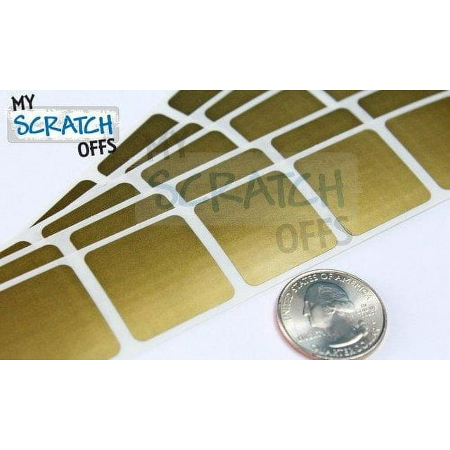 Gold 1 Inch Square Scratch Off Lottery Ticket Raffle Sticker Labels 100 ...