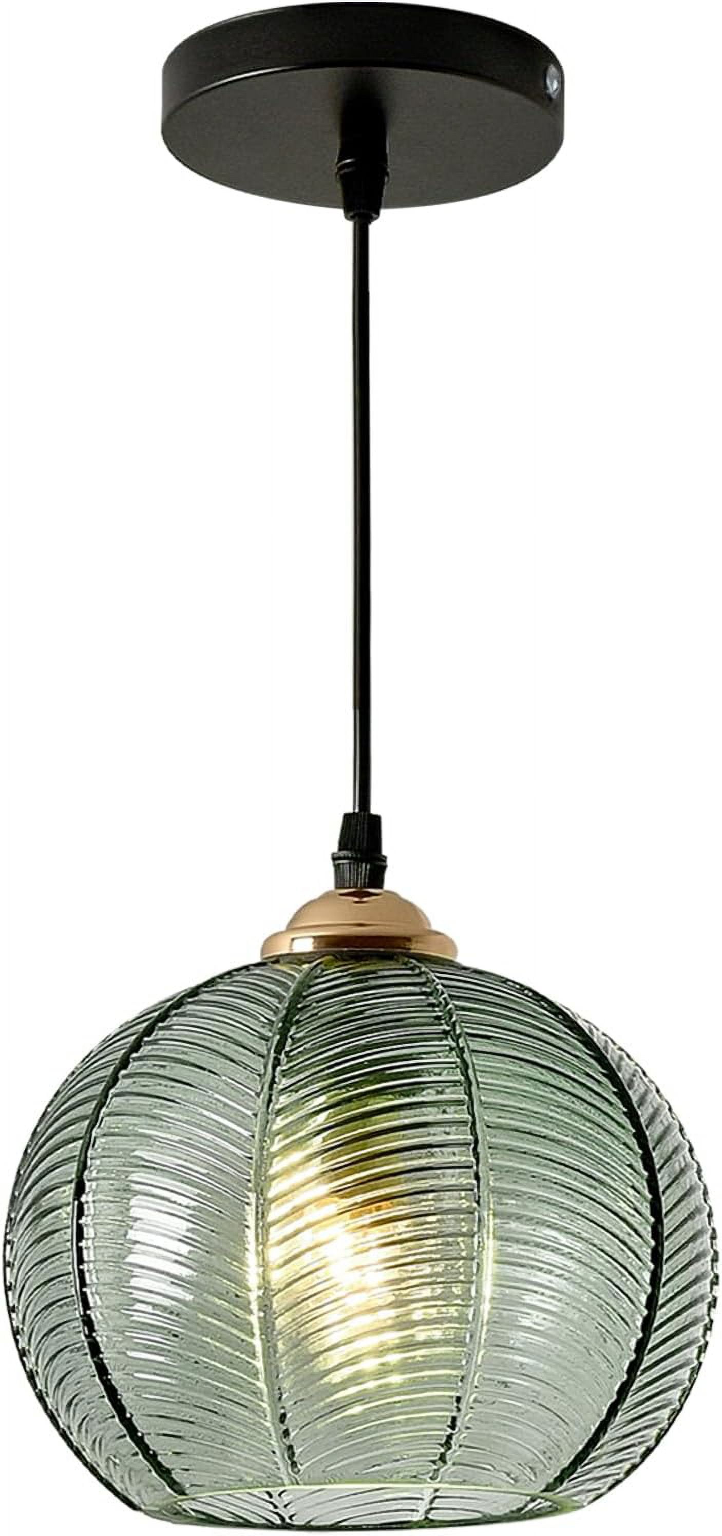 Gold 1-Light Green Glass Ceiling Pendant Light Fixture for Bedroom ...