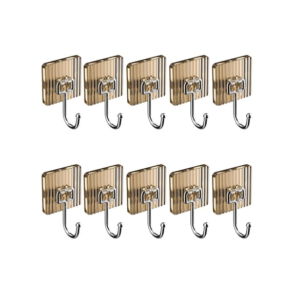 Gold 10-Pack Adhesive Hooks Transparent No Drill Wall Hooks For ...