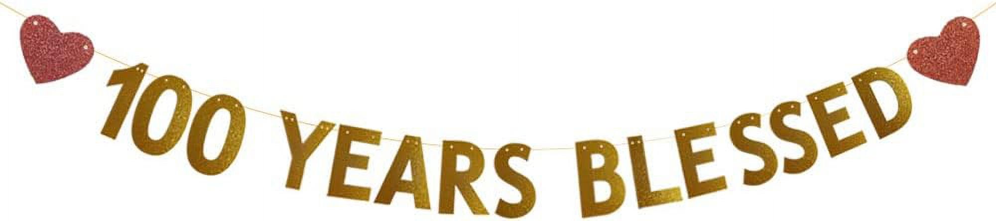 Gold 100 Years Banner,Pre-strung,100th Birthday/Wedding Anniversary ...