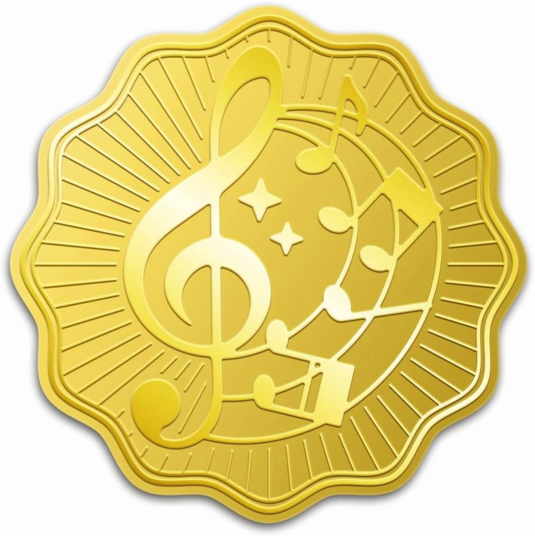 Gold 100Pcs 2" Music Note Gold Foil Seal Stickers Gold Musical Seals ...
