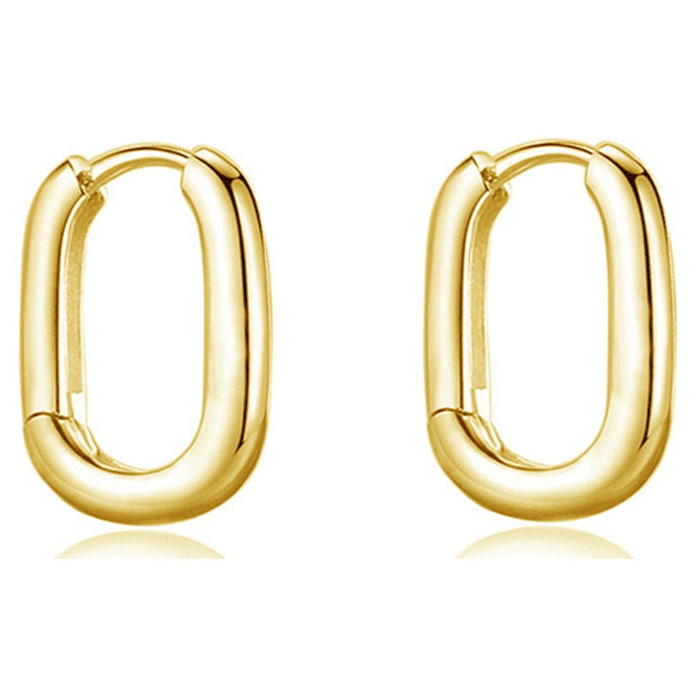 Gold 11mm Small Hoop Earrings Sterling Silver for Women Oval Tube Round ...