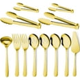 Gold 12 Pieces Serving Utensils Include Lar Serving Spoons,Slotted ...