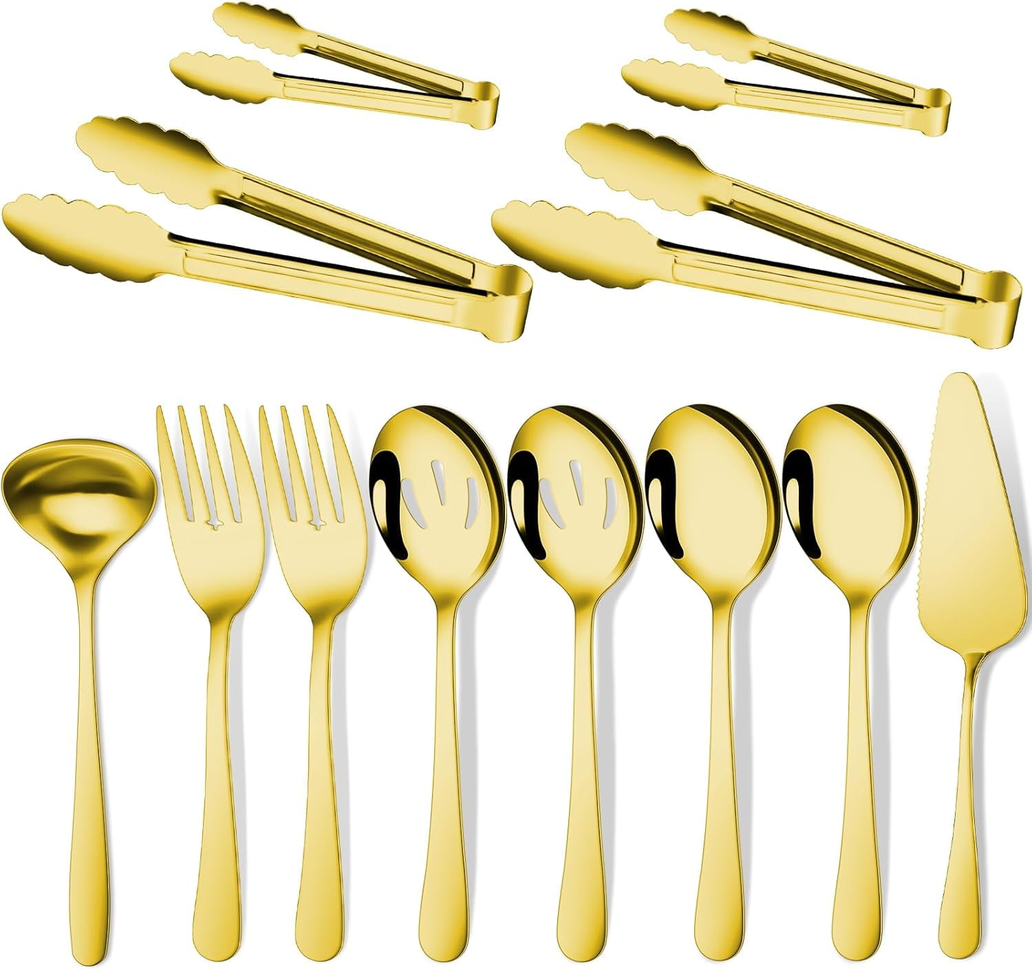 Gold 12 Pieces Serving Utensils Include Large Serving Spoons,Slotted ...