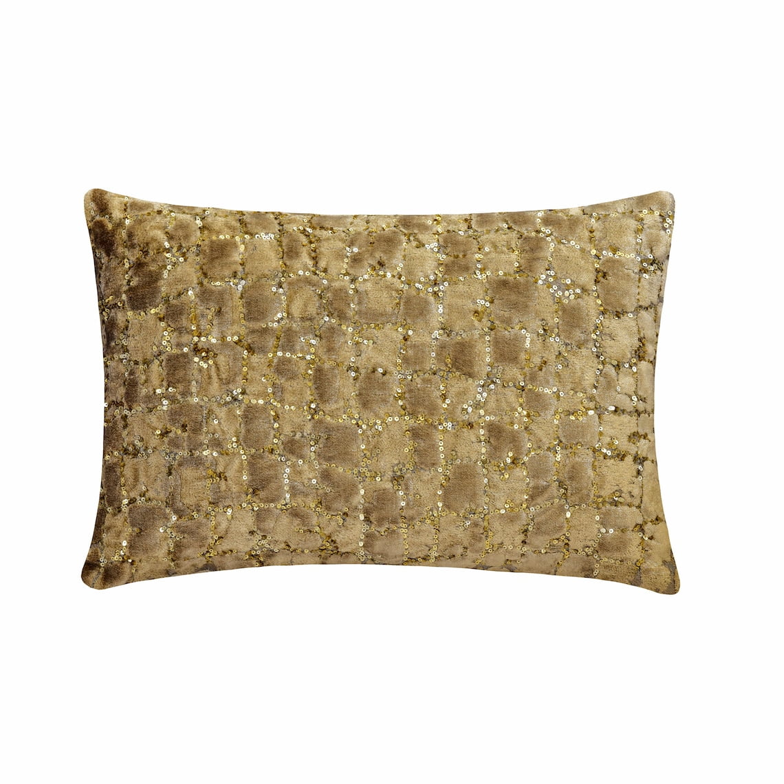 Gold 12"x14" (30x35 cm) Lumbar Pillow Cover, Velvet Sequins & Animal ...
