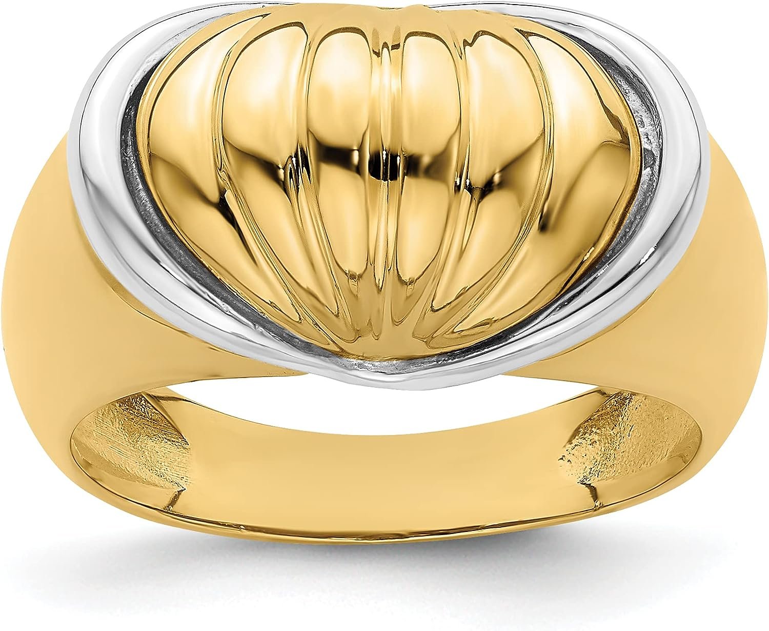 Gold 14k Two-tone Oval Shrimp Fan Design Ring - Ring Size 7.0 - Walmart.com