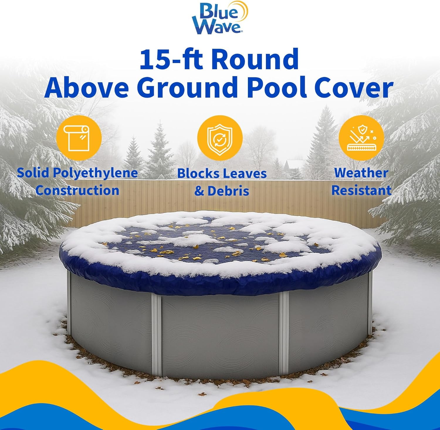 Gold 15-Year 15-ft Round Above Ground Pool Cover for Winter – & Weather ...