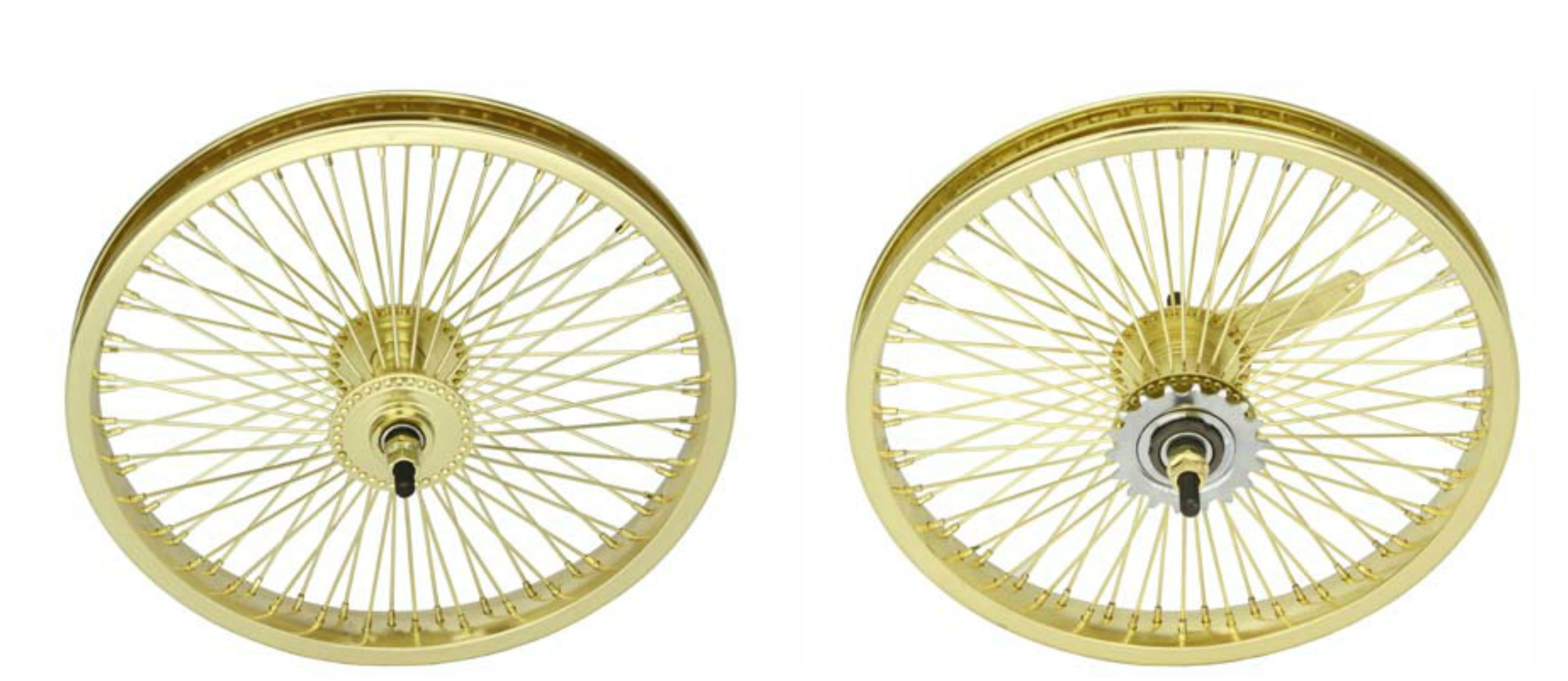Gold 16" 72 Spoke Wheel Set. Front and Back Coaster Wheel - Walmart.com