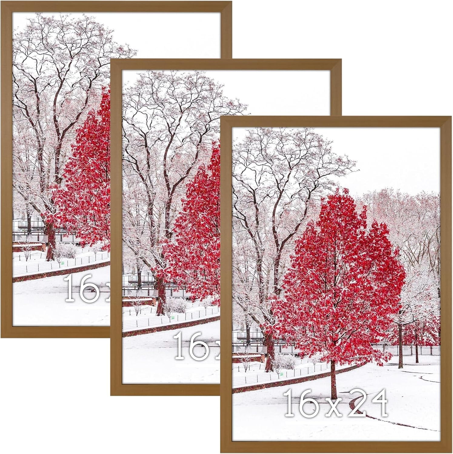 Gold 16x24 Frame Set of 3 - Vintage 16 x 24 Poster Frame with ...