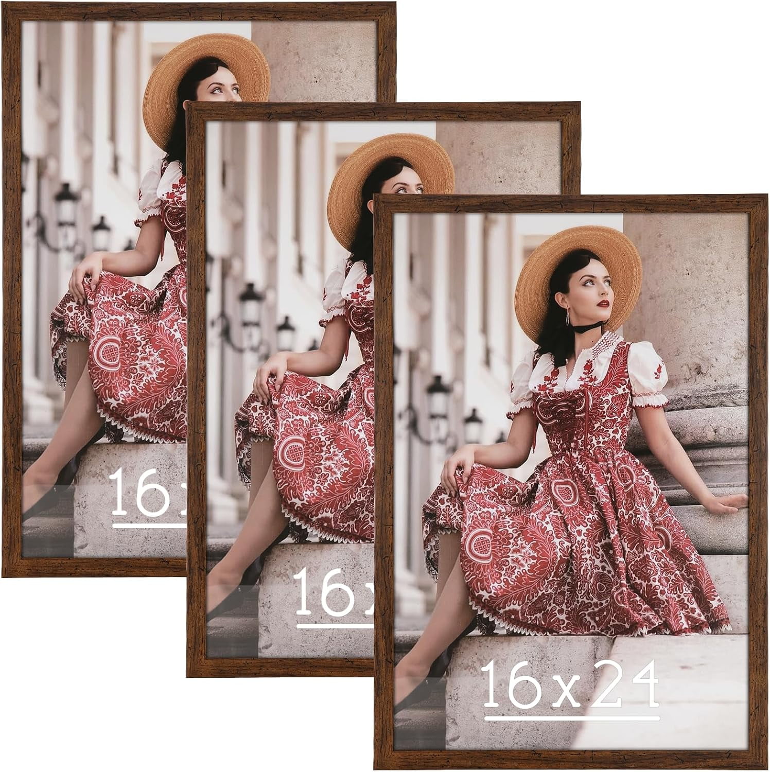 Gold 16x24 Frame Set of 3 - Vintage 16 x 24 Poster Frame with ...