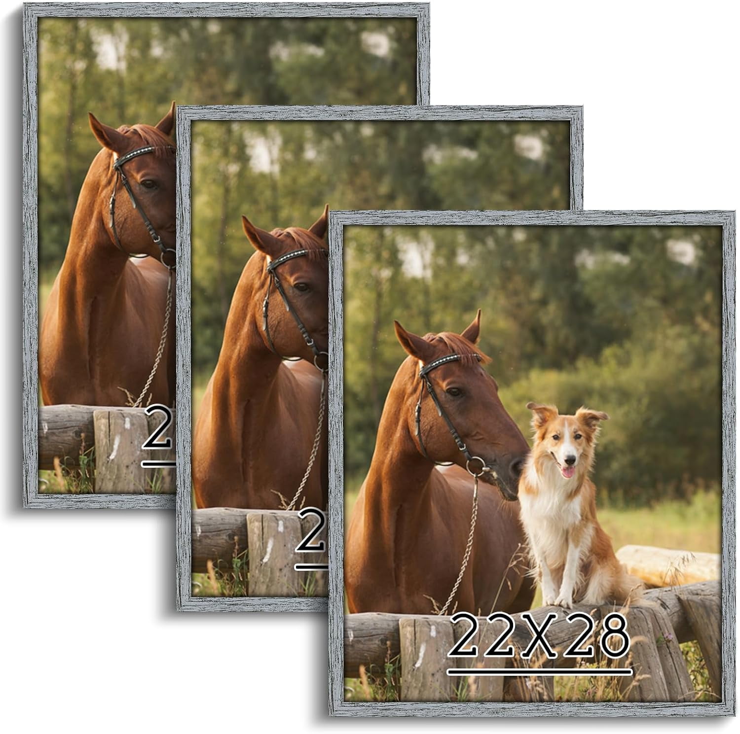 Gold 16x24 Frame Set of 3 - Vintage 16 x 24 Poster Frame with ...