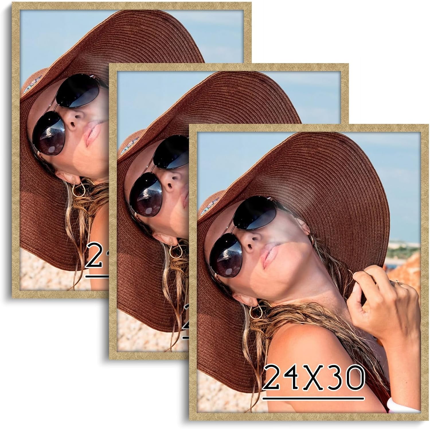 Gold 16x24 Frame Set of 3 - Vintage 16 x 24 Poster Frame with ...