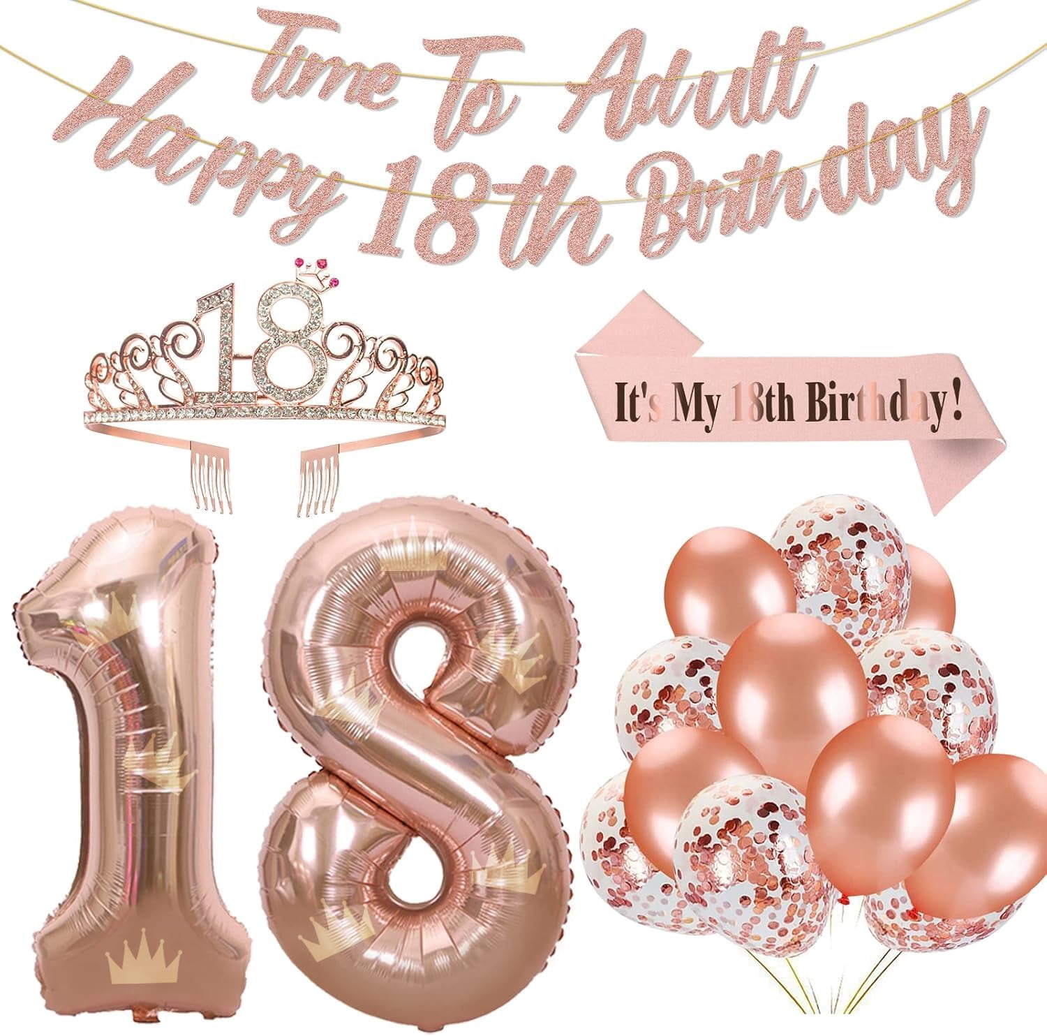 Gold 18th Birthday KEF16 Decorations for Girls Gold 18th Birthday ...