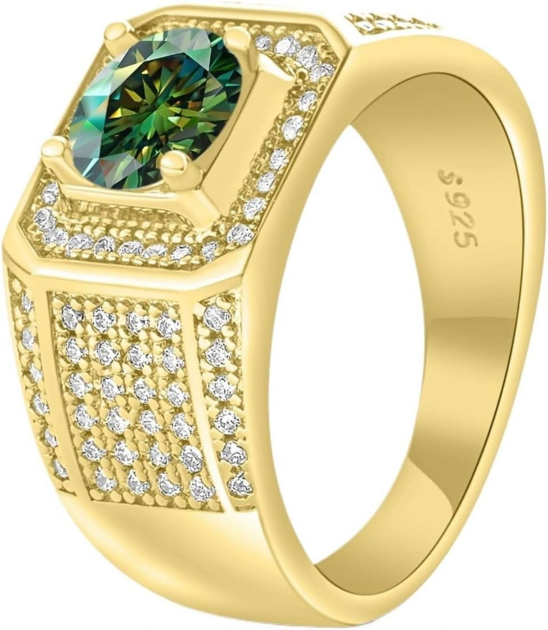 Gold 1CT Moissanite Rings for Men Diamond Wedding Bands 18K 925 ...