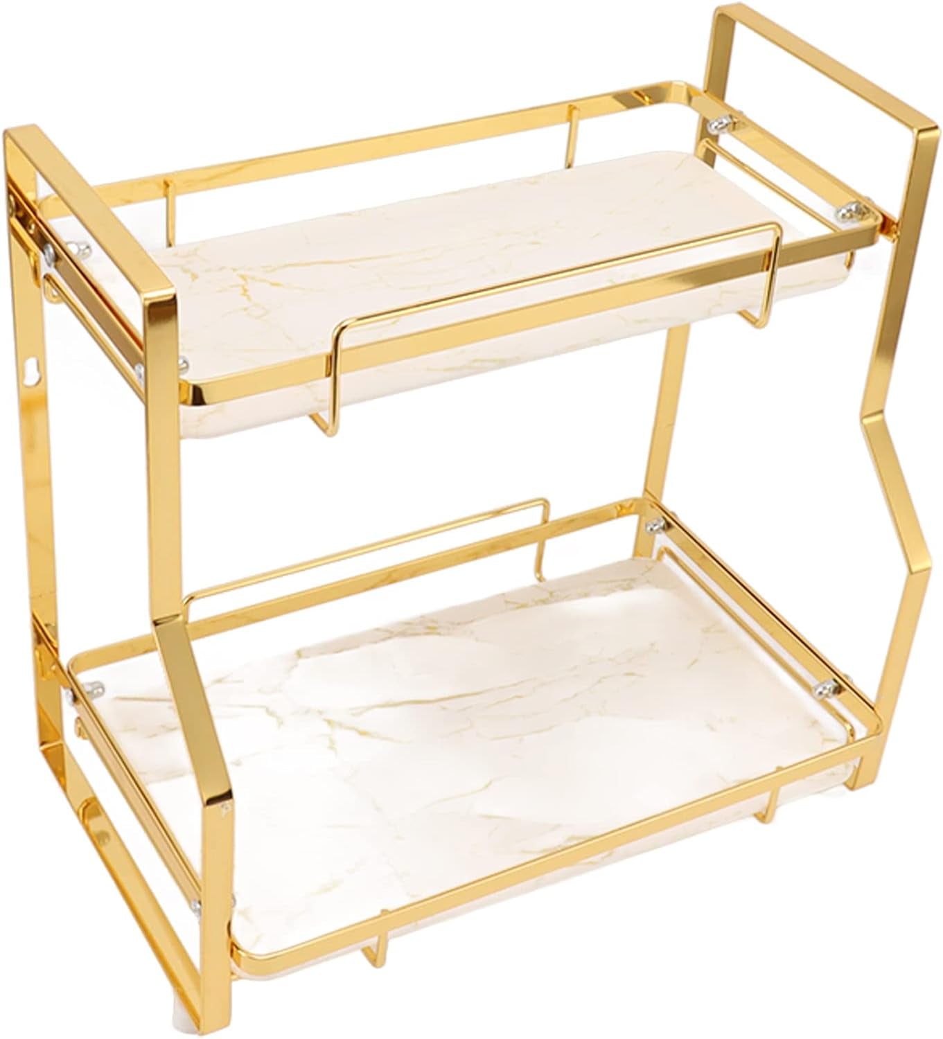 Gold 2/3-Tier Corner Counter Organizer - Bathroom Countertop Shelf ...