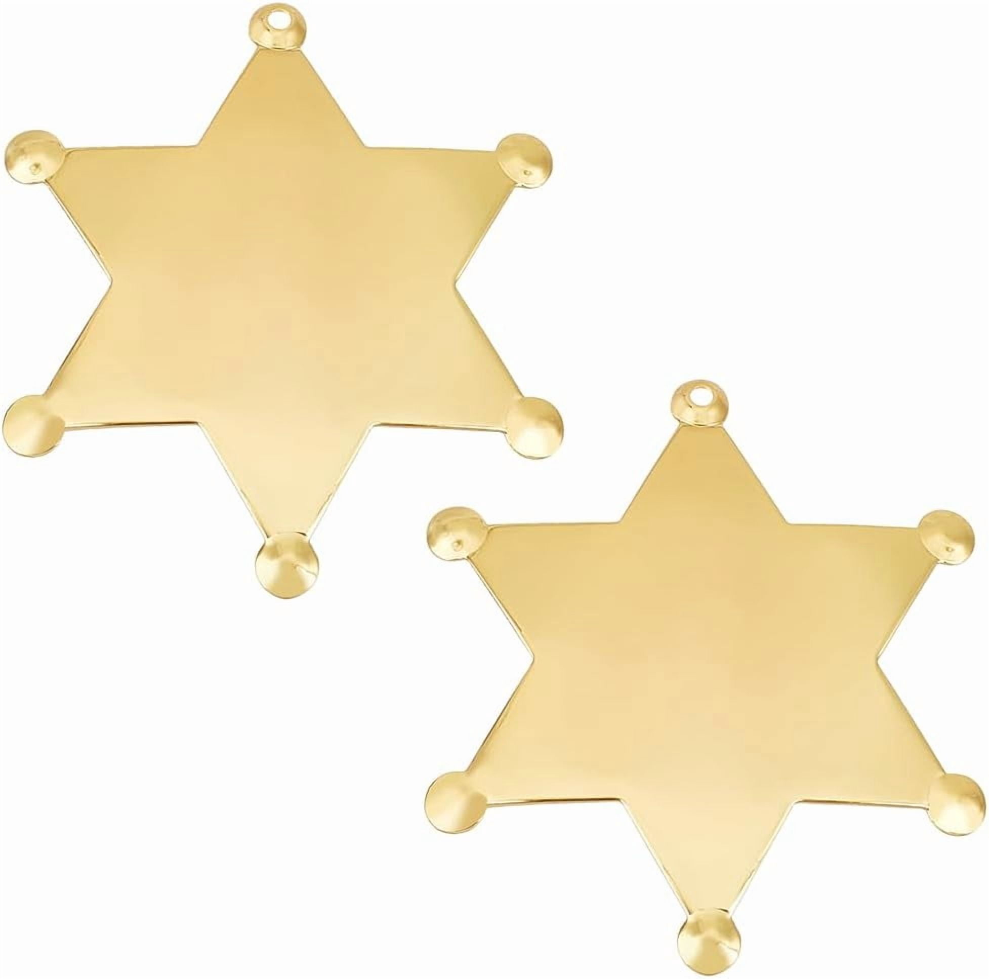 Gold 2 Pcs Sheriff Badge Gold Star Pins Alloy Brooch Blanks Western ...