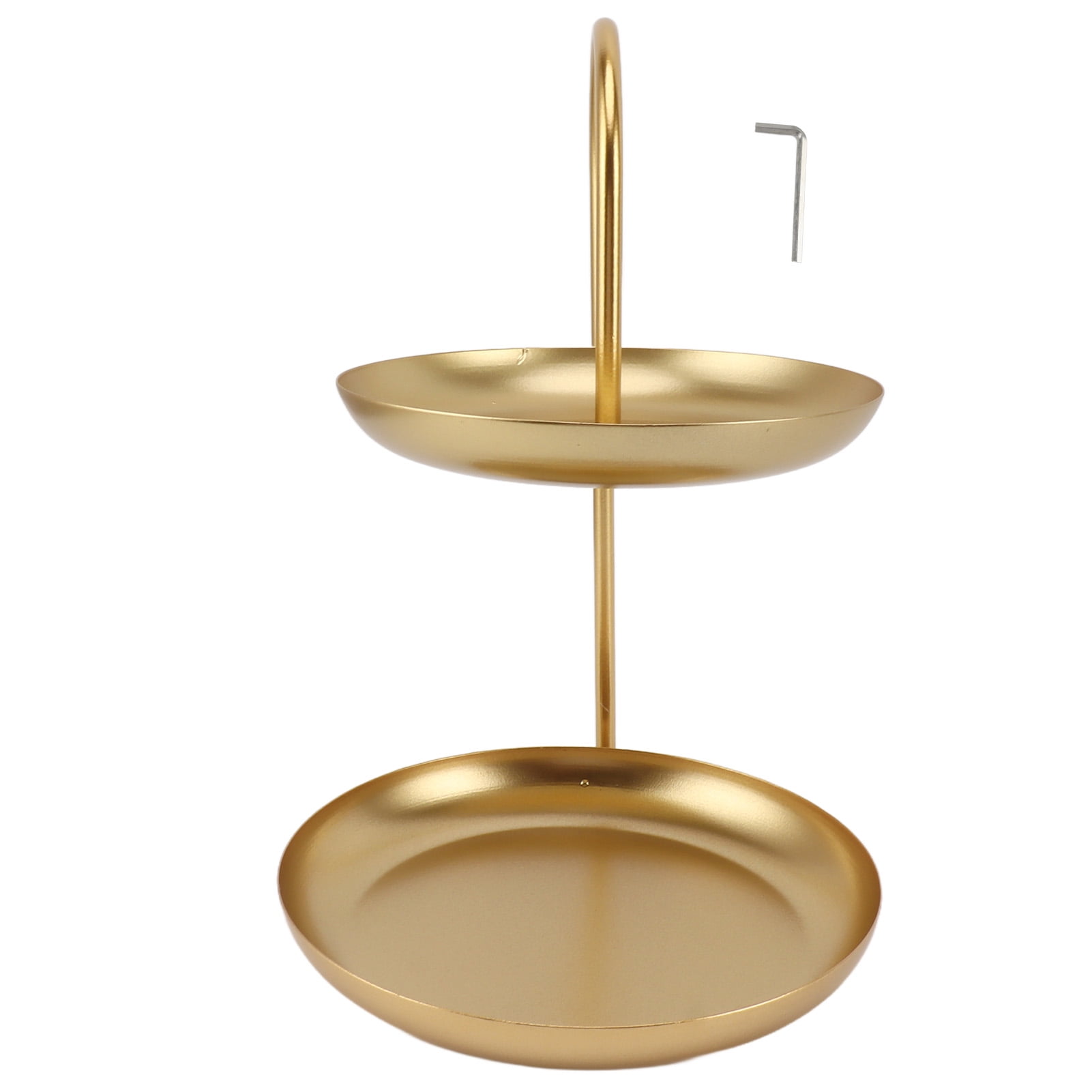Gold 2-Tier Iron Dessert Rack, Round Fruit Stand Display Holder for ...