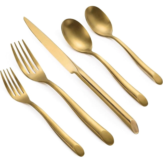 Gold 20-Piece Silverware Set, Elegant Stainless Steel Flatware Set ...