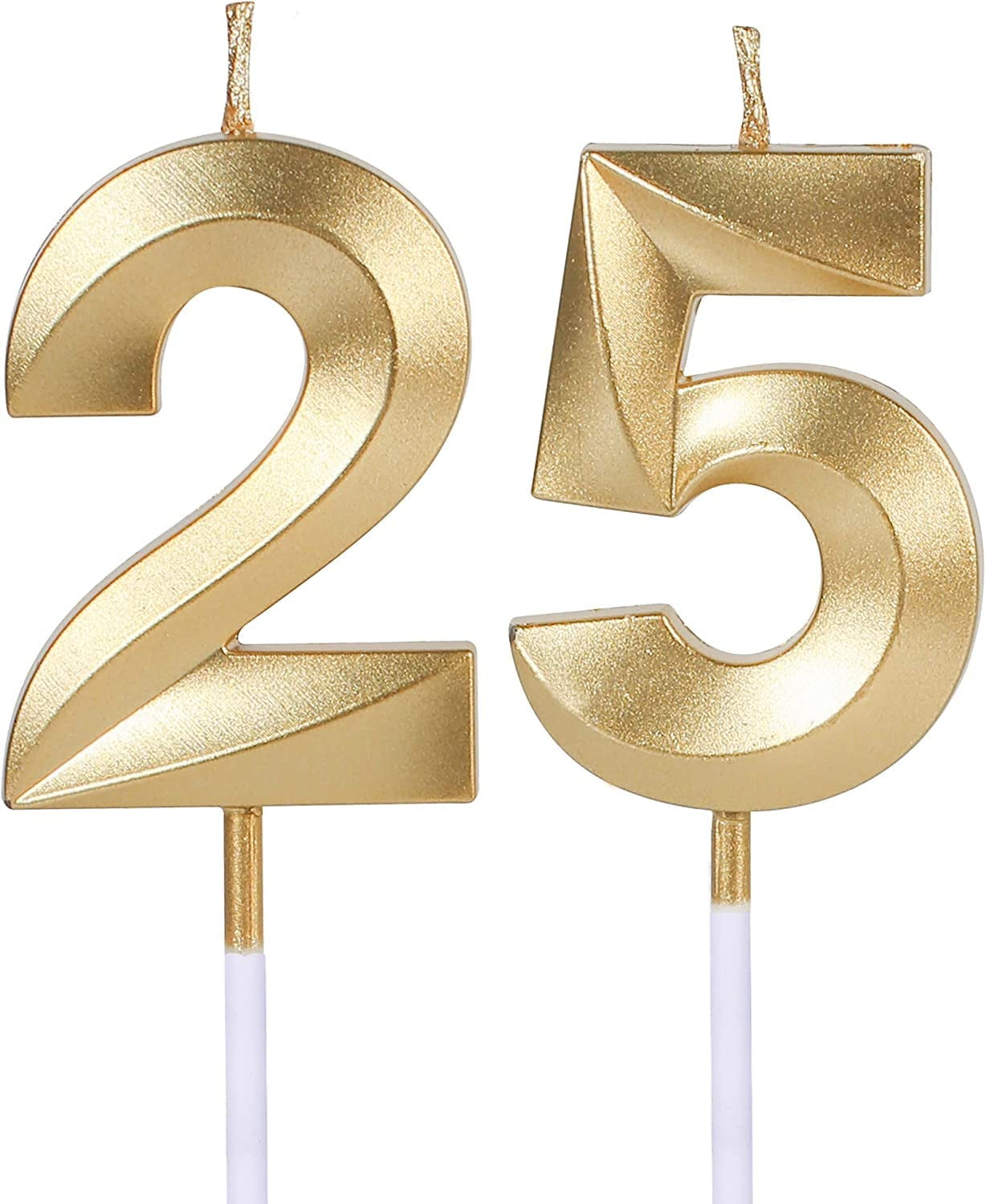 Gold 25th & 52nd Birthday Candles,Gold Number 25 52 Cake Topper for ...