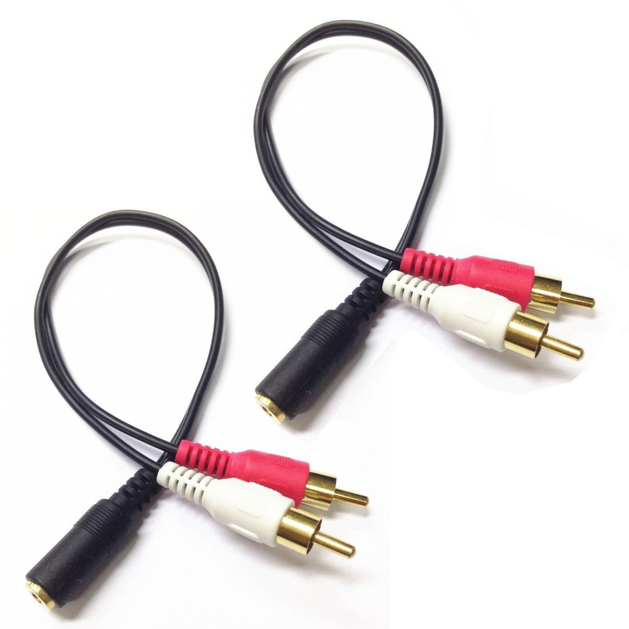 Gold 3.5mm Female to 2 RCA Plug AUX Audio Y Cable Adapter 0.2m Black ...