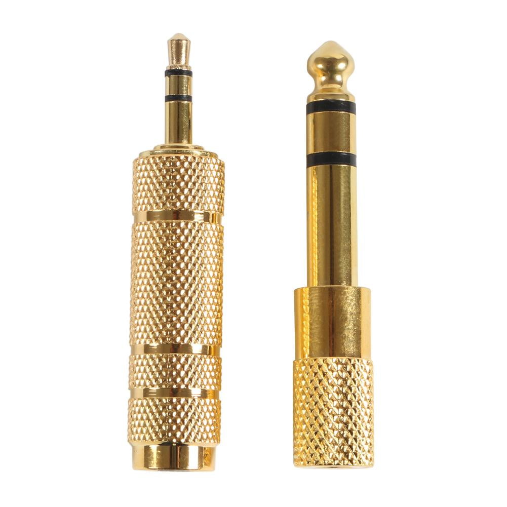 Gold 3.5mm to 6.5mm Female to Male Stereo Headphone Jack Audio Adapter ...