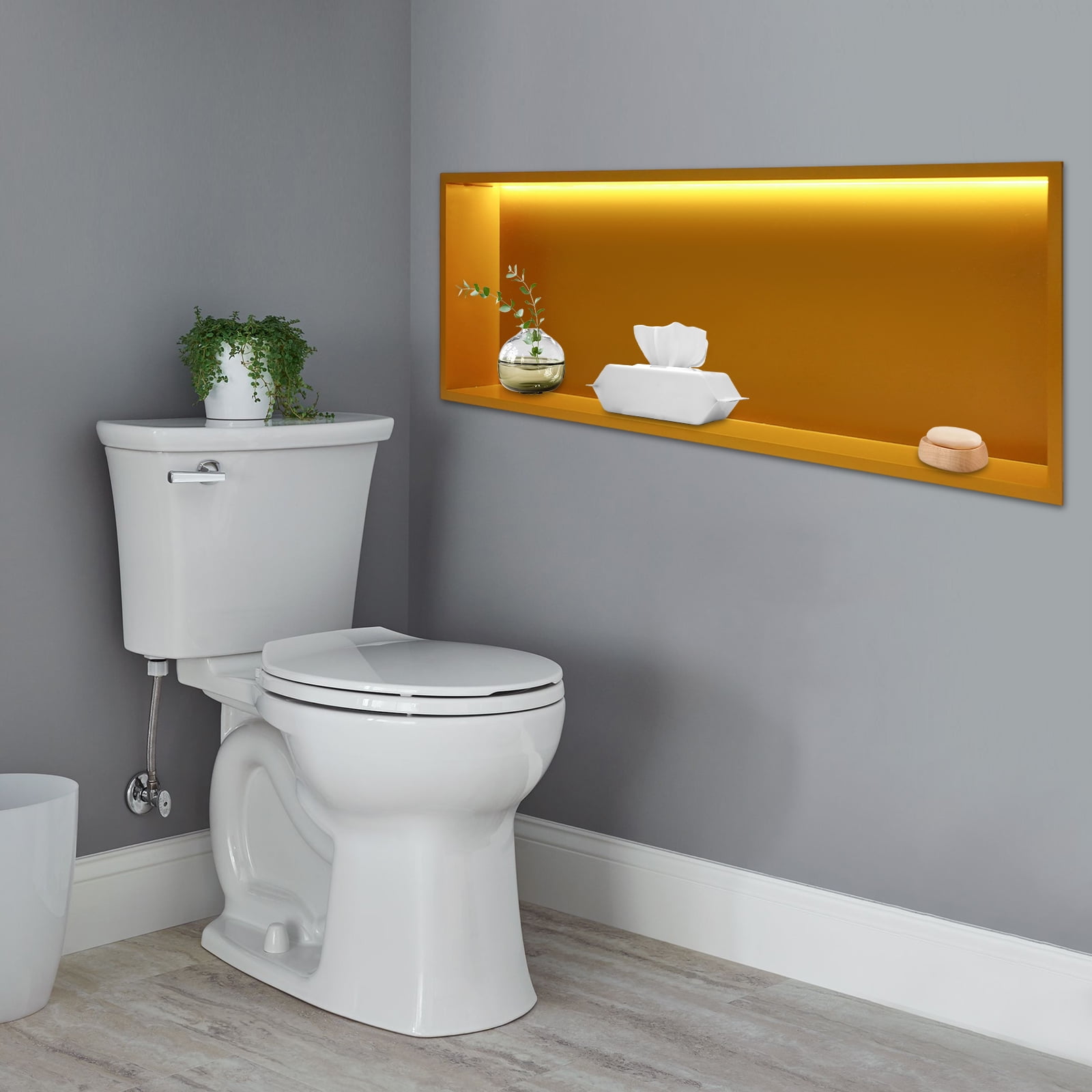 Gold 304 Stainless Steel 36x12 Inch LED Bathroom Niche Warm Light ...