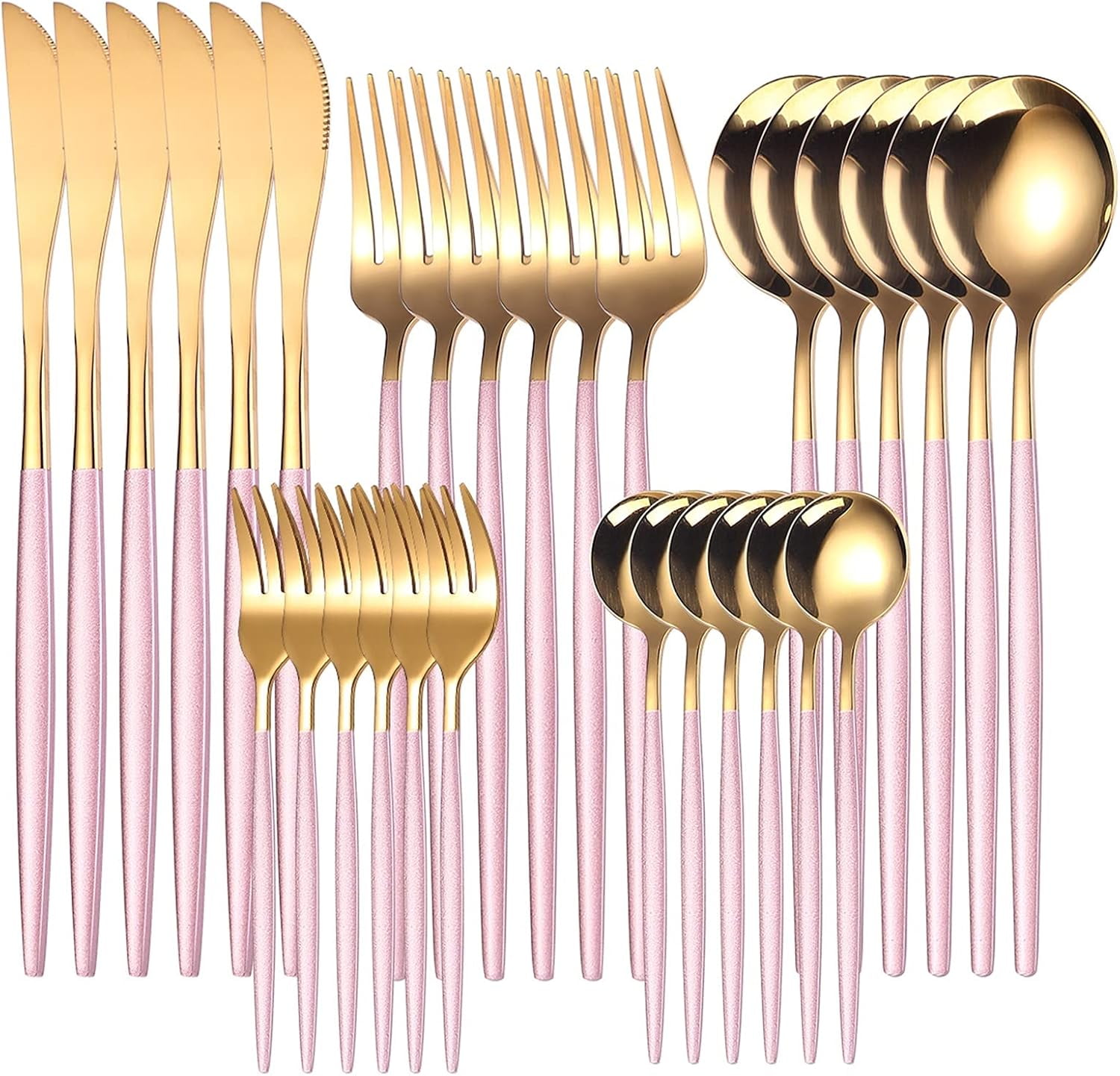 Gold 30pcs stainless steel Tableware Set Steak Knife Fork Coffee Spoon ...