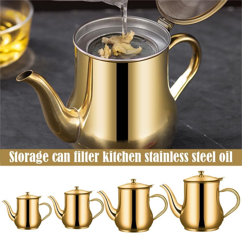 Gold 32-Inch Gold Stainless Steel Oil Pot Kitchen With Filter Oil Net ...