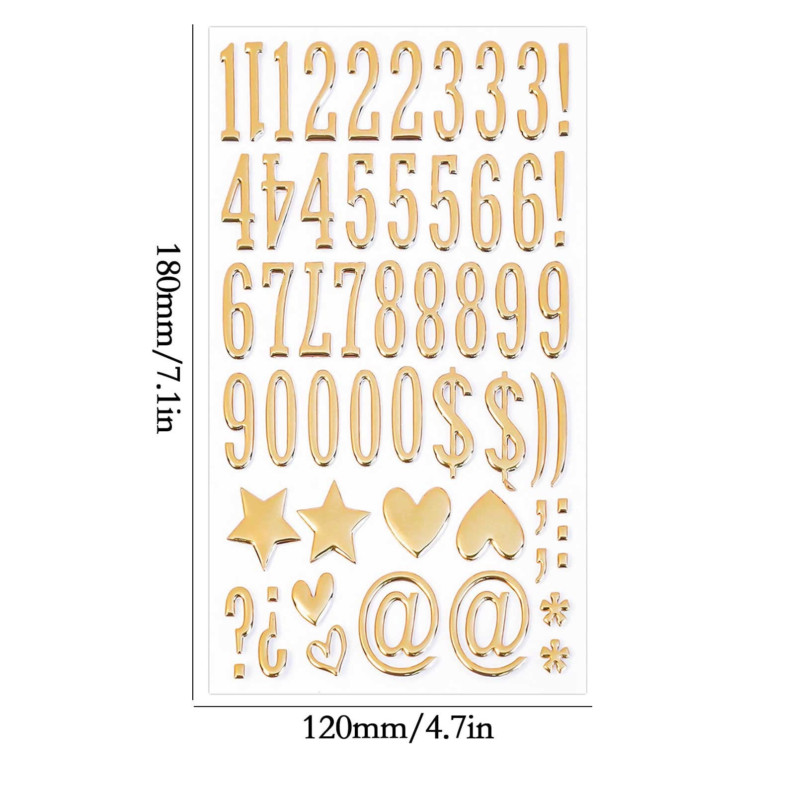Gold 3D Letter Stickers, 3D Puffy Letter and Number Stickers, Metallic ...