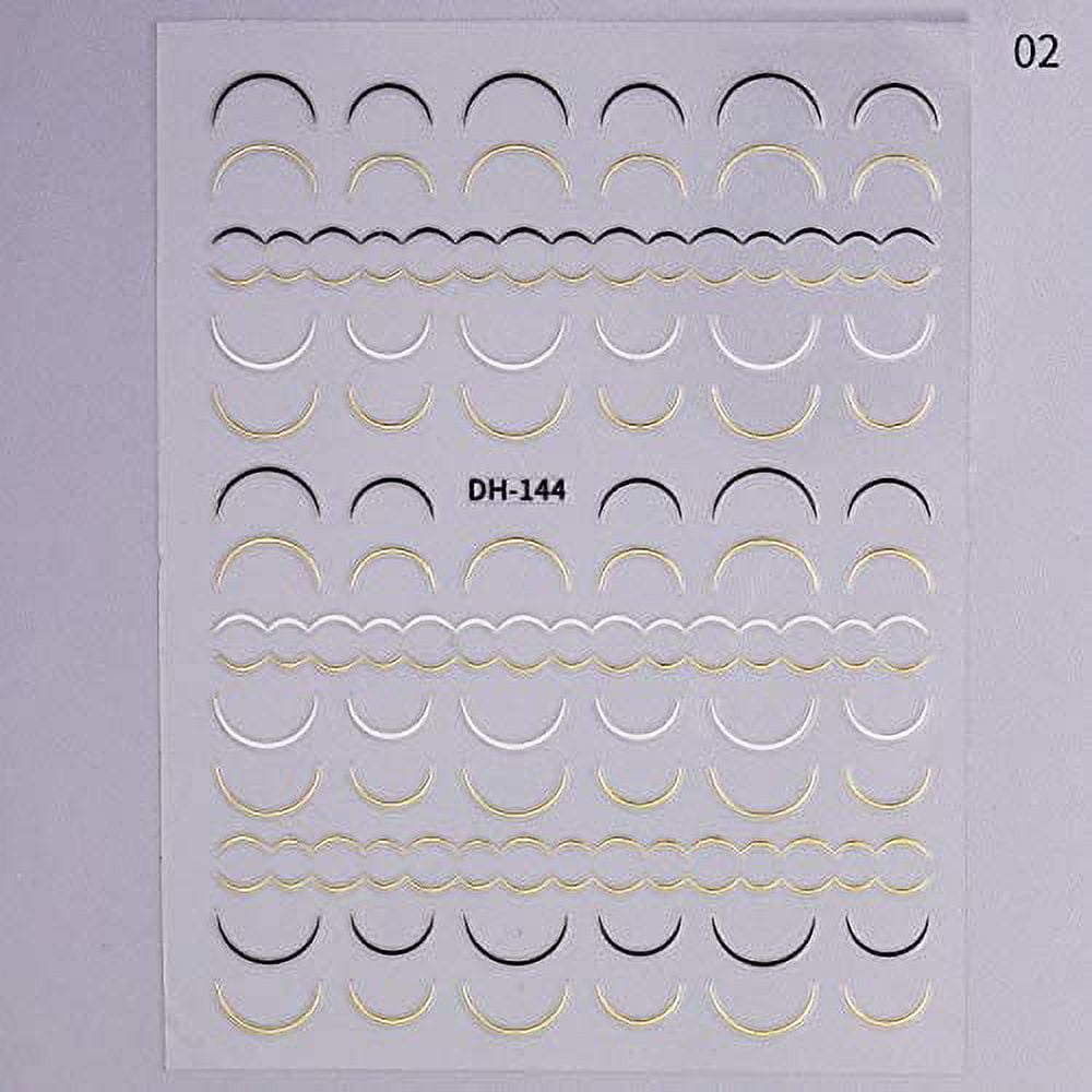 Gold 3D Nail Sticker Curve Stripe Lines Nails Stickers Gradient ...