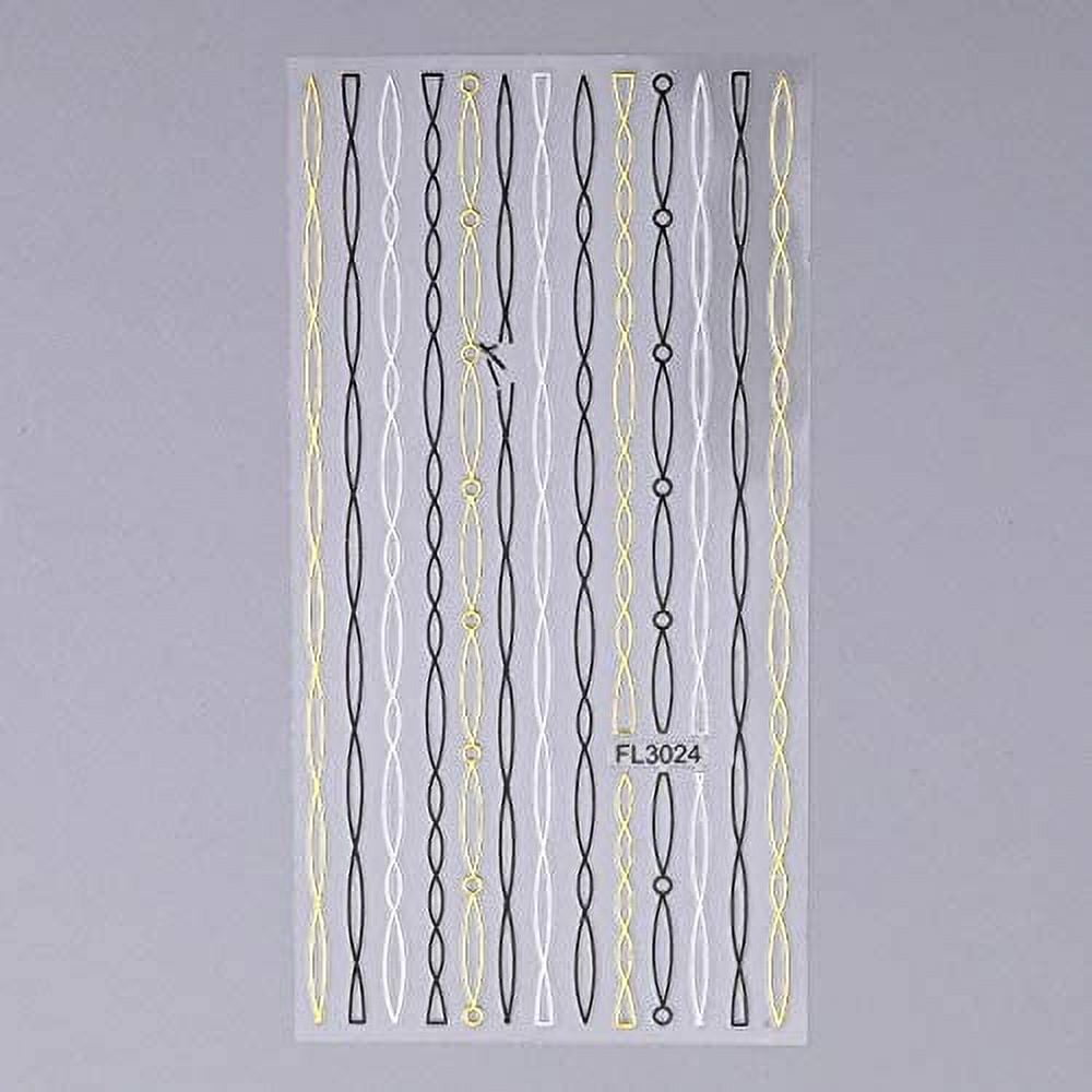 Gold 3D Nail Sticker Curve Stripe Lines Nails Stickers Gradient ...