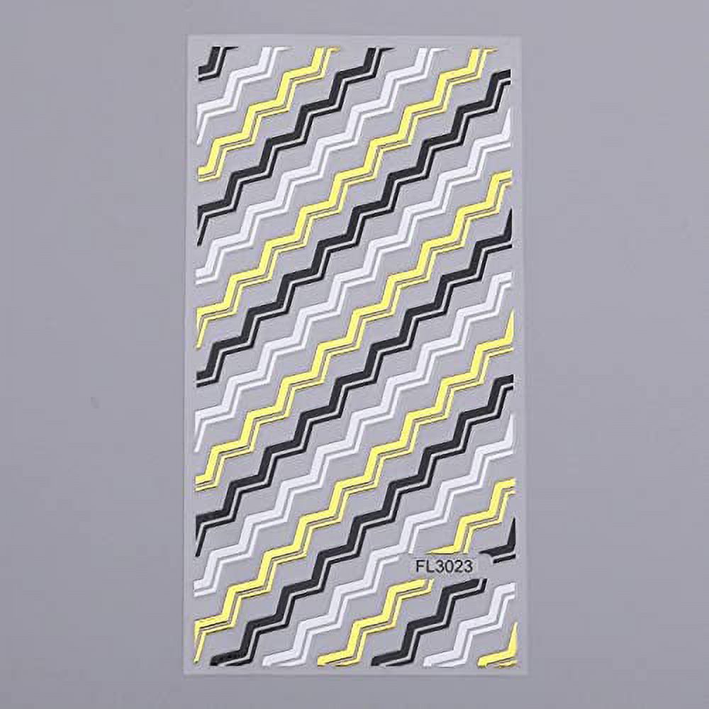 Gold 3D Nail Sticker Curve Stripe Lines Nails Stickers Gradient ...