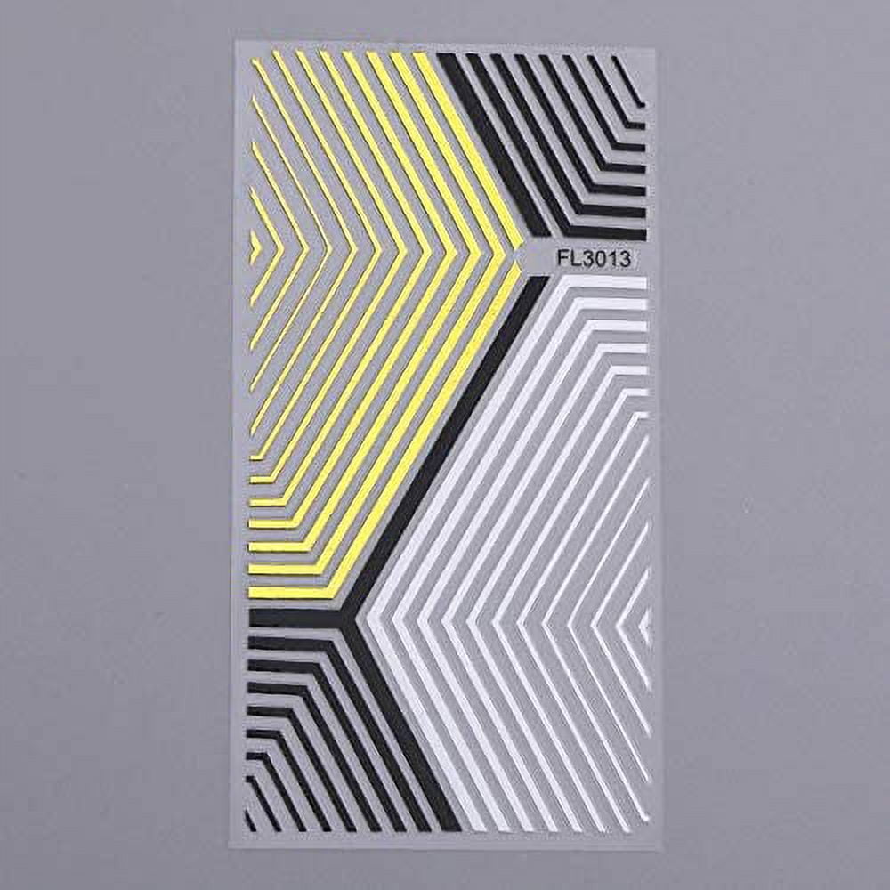 Gold 3D Nail Sticker Curve Stripe Lines Nails Stickers Gradient ...