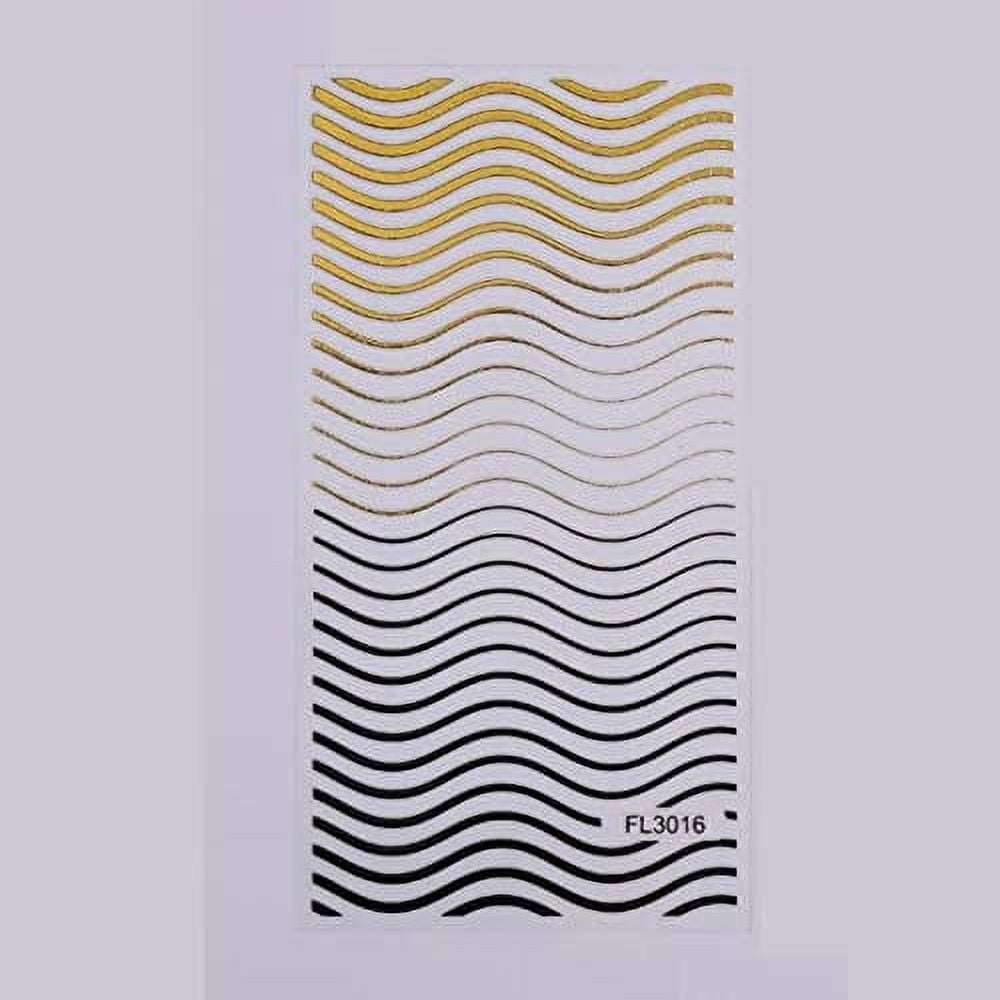 Gold 3D Nail Sticker Curve Stripe Lines Nails Stickers Gradient ...