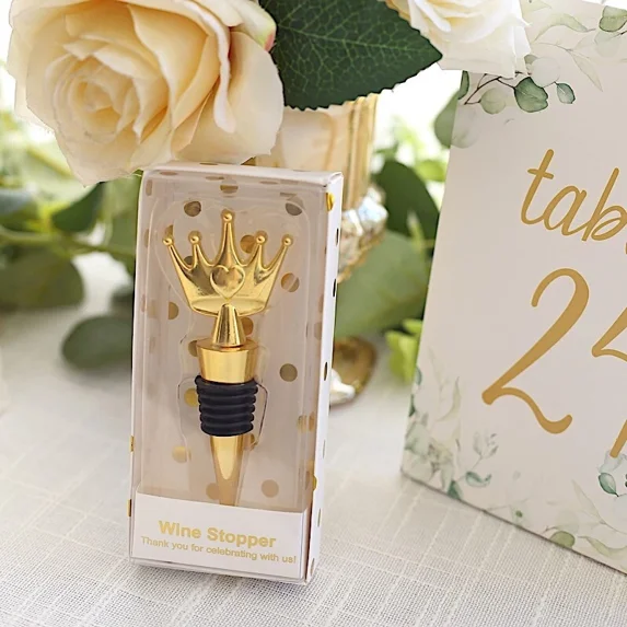 Gold 4 In Crown Metal Wine Bottle Stopper Clear Gift Box Party Events ...